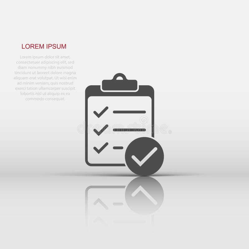 Document Checklist Icon in Flat Style. Report Vector Illustration on ...
