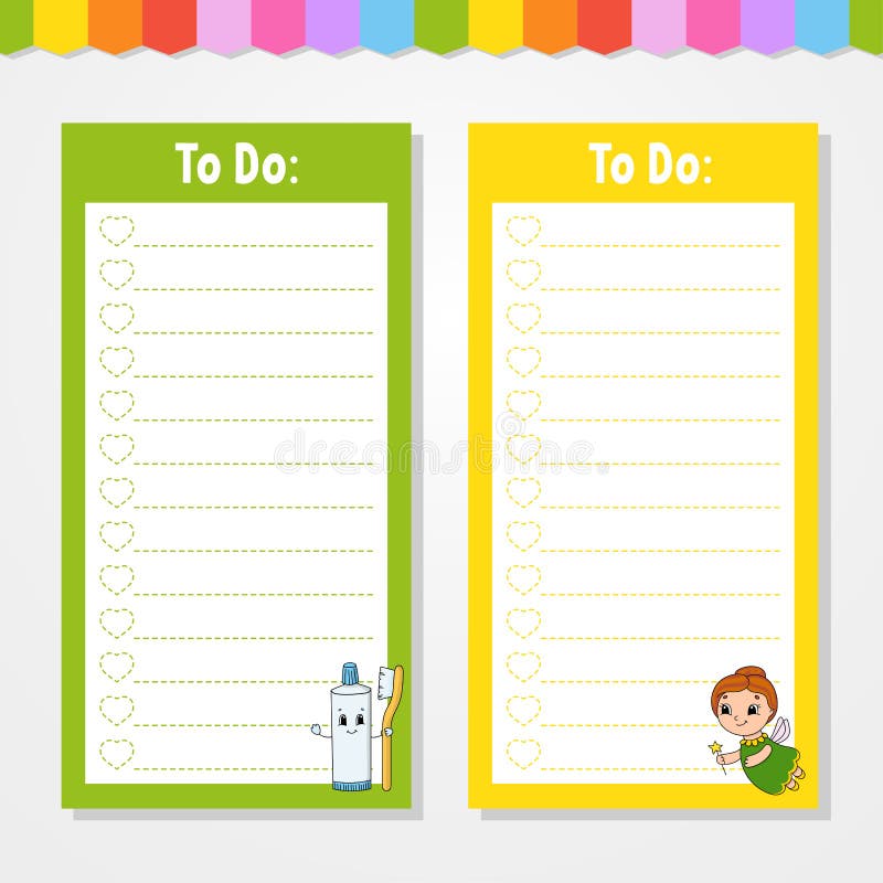 To Do List for Kids. Empty Template. the Rectangular Shape. Isolated ...