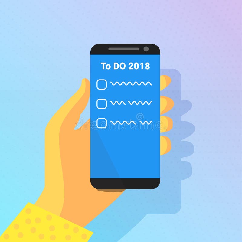 To Do List 2018 on Mobile Phone in Hand. Vector Stock Vector ...