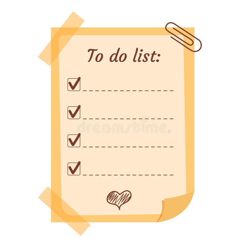 To Do List Note Template for Planning with Pin and Sticky Tapes. Stock ...