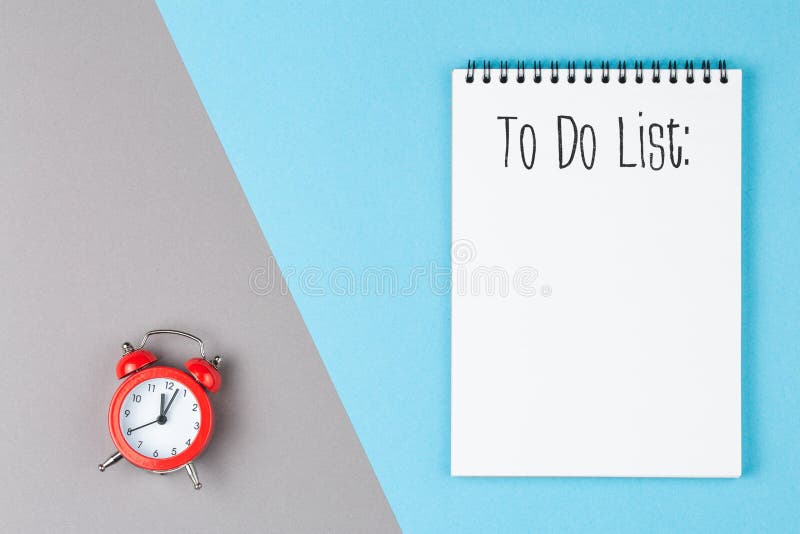 To Do List Notebook with Red Alarm Clock Stock Image - Image of note ...
