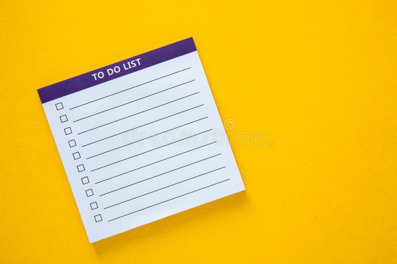 To Do LIst Planner with Yellow Background Stock Image - Image of busy ...