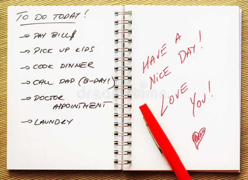 To-do list for a spouse stock image. Image of heart, notebook - 57699915