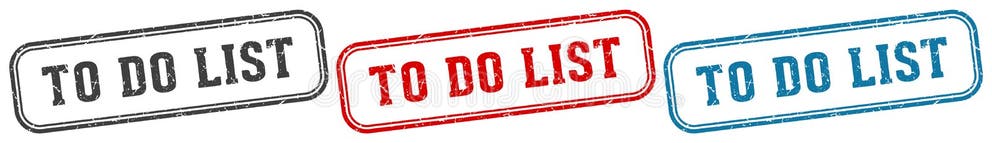 To Do List Stamp. To Do List Rectangular Stamp Set Isolated on White ...