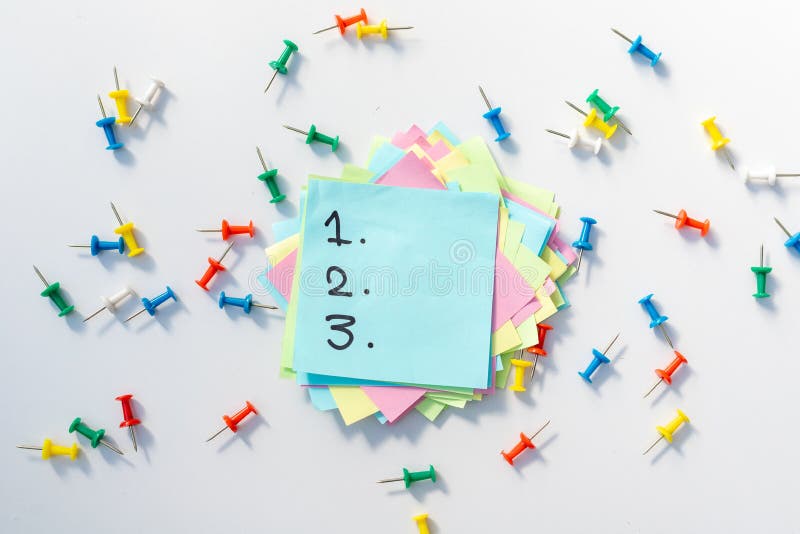 1 2 3 To Do List on a Sticky Note Isolated on White Background Stock ...