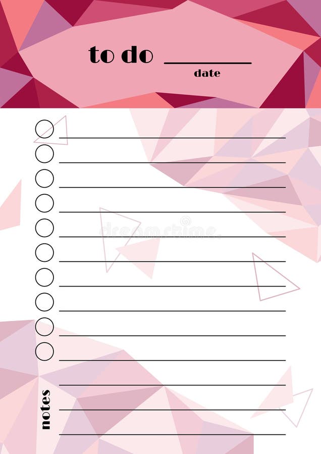 To Do List Template. Vector daily Planner Page Stock Vector ...