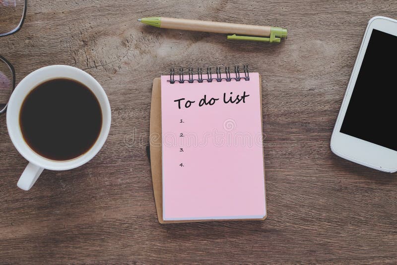 To Do List Text on Book Note with Cup of Coffee Stock Image - Image of ...