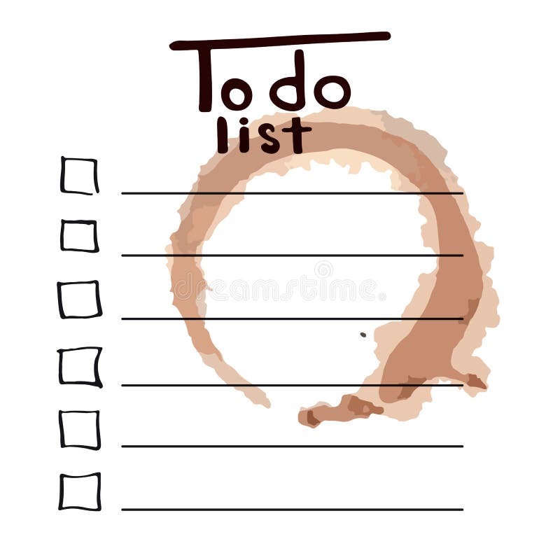 Things To Do List Paper Coffee Cup Stock Illustrations – 4 Things To Do ...