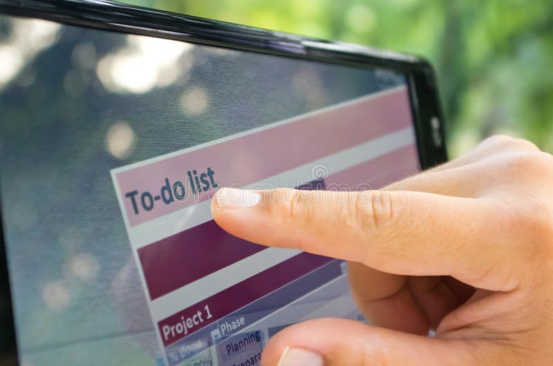 To do list on touchscreen stock image. Image of mobile - 21597885