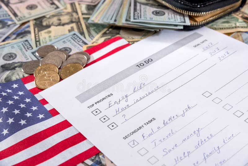 To Do List with Usa Flag, Dollar Stock Photo - Image of coin, meeting ...