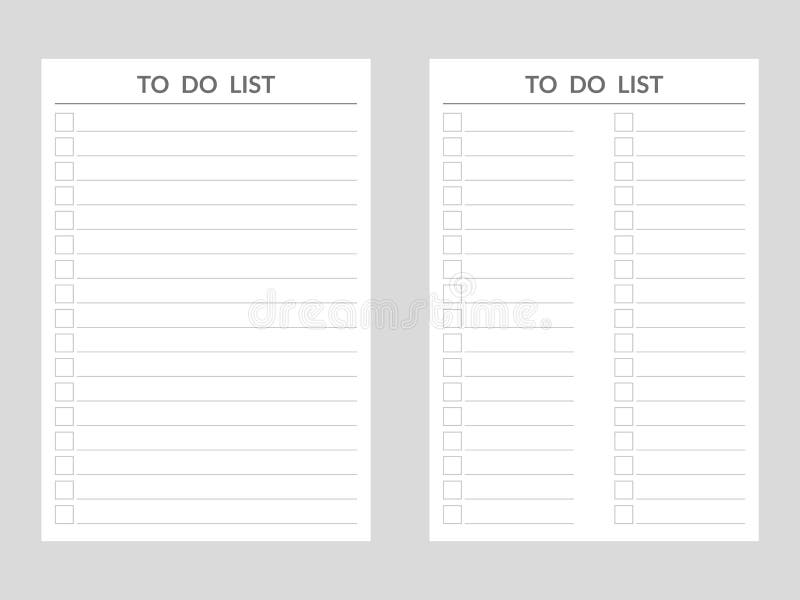To Do List Vector Planning Task Concept Paper Sheets with Check Box ...