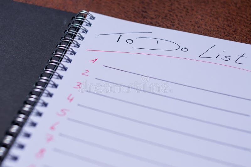 To-do List for a Week. Open Notebook with Black Cover on Brown ...