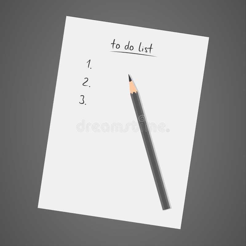 To Do List, White Notebook with Pencil, Diary, Check List Stock Vector ...