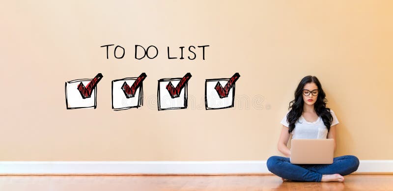 To Do List with Woman Using a Laptop Stock Photo - Image of people ...
