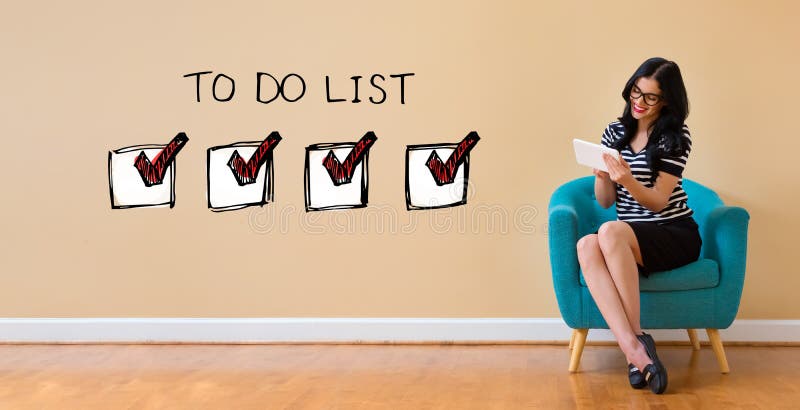 To Do List with Woman Using a Tablet Stock Photo - Image of lifestyle ...