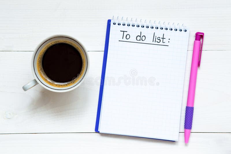 To Do List Written in the Notebook. Notebook with To Do List on Wooden ...