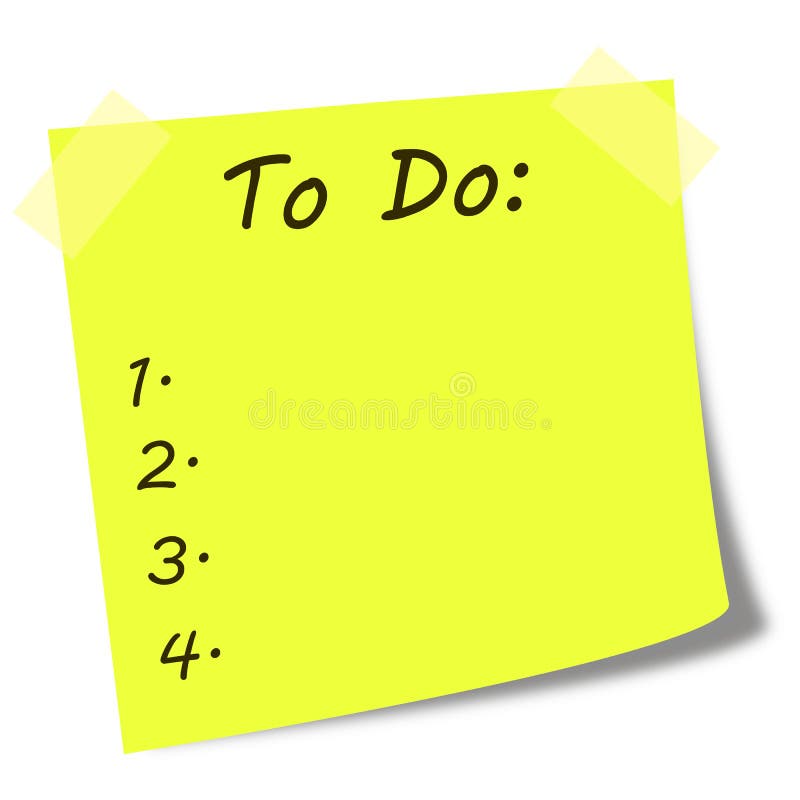 To Do List on Yellow Post it Stock Illustration - Illustration of ...