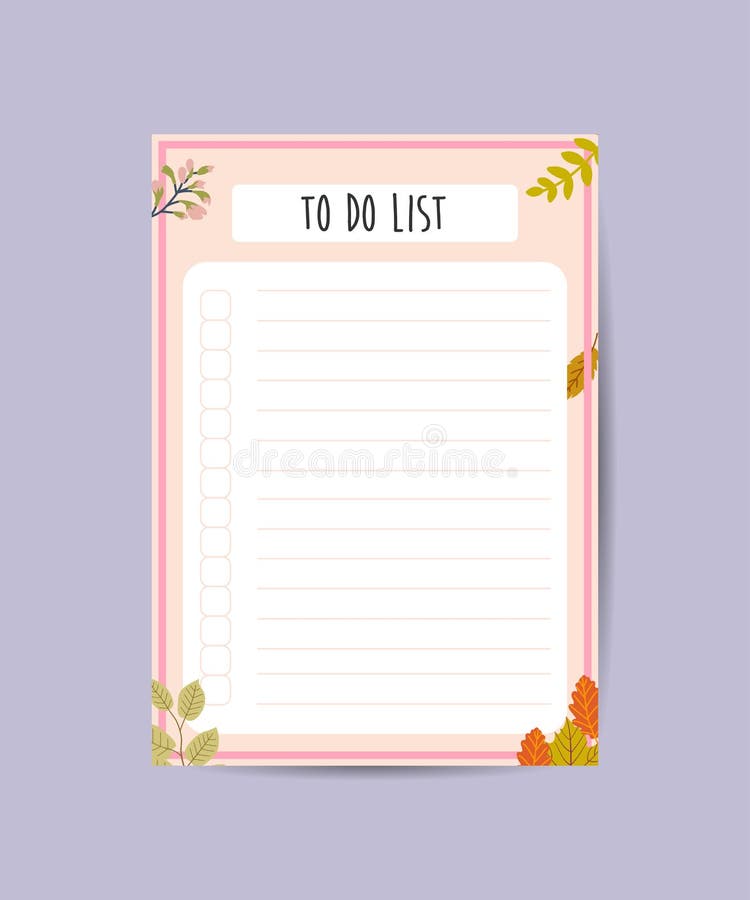 To Do Planner Template daily Check List Leaves and Floral Elements in ...