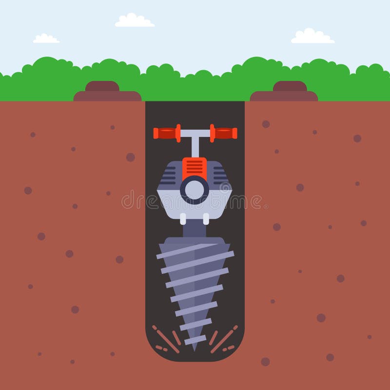 To Drill the Ground with a Drill. Stock Illustration - Illustration of ...