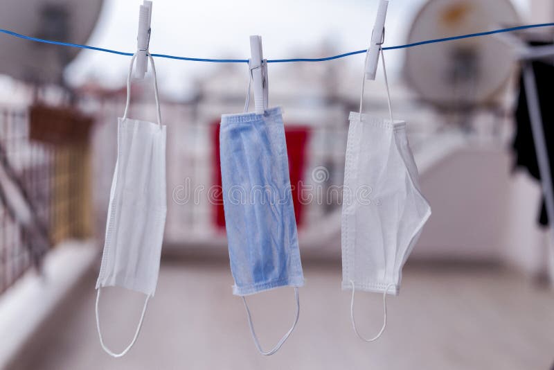 To Dry the Face Mask by Hanging it on a Rope Stock Photo - Image of ...