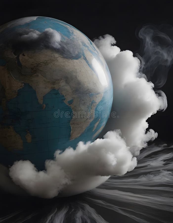 Globe Emerging from a Cloud of Smoke To Illustrate, for Example ...