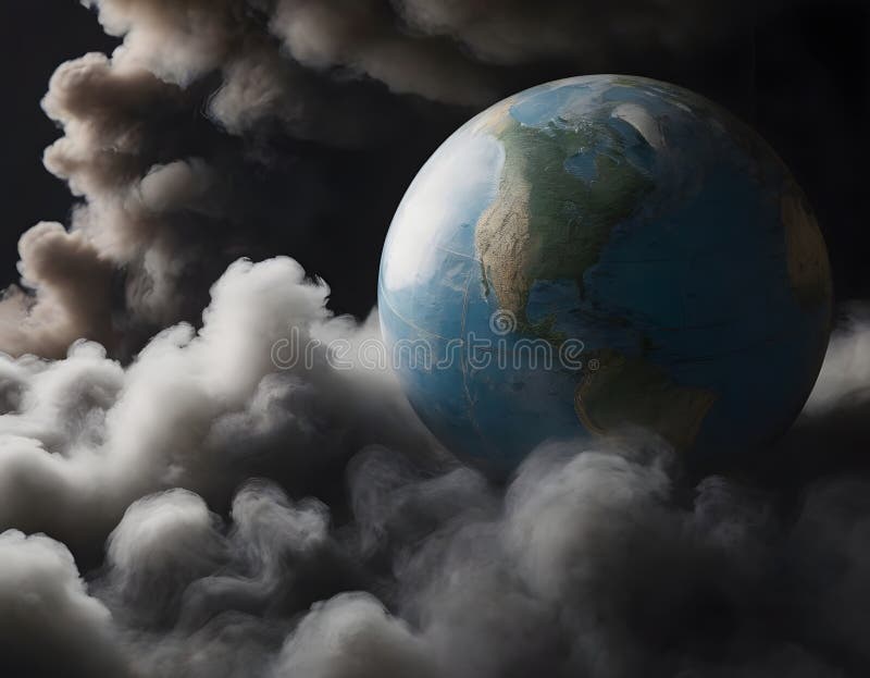 Globe Emerging from a Cloud of Smoke To Illustrate, for Example ...