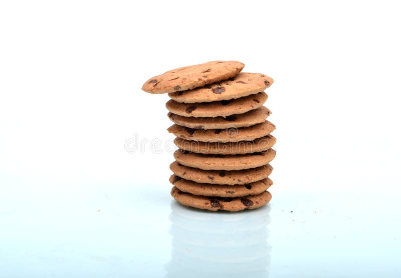 About To Fall Chocolate Chip Cookies Stack Stock Image - Image of ...