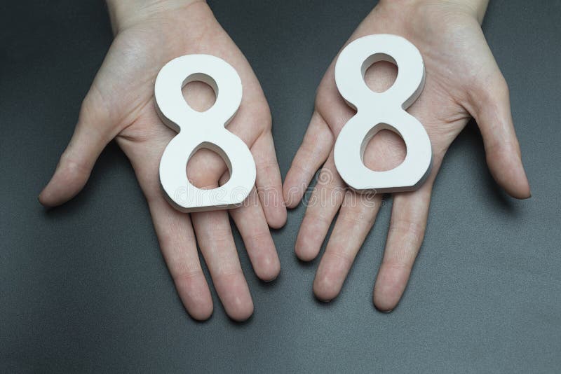 To Female Hands the Figure of Eighty-eight. Stock Photo - Image of ...