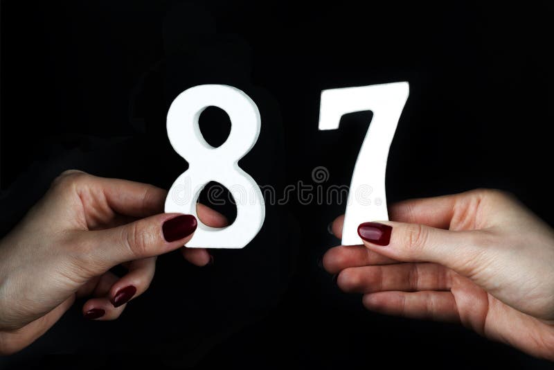 To Female Hands the Figure of Eighty-seven. Stock Image - Image of ...