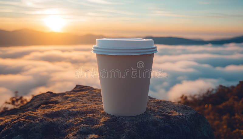 To-go Blank White Coffee Cup with White Lid Held on a Hiking Cliff ...
