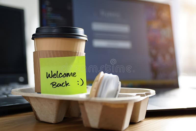 Welcome Back Coffee and Laptop Setup for a Productive Workday Stock ...