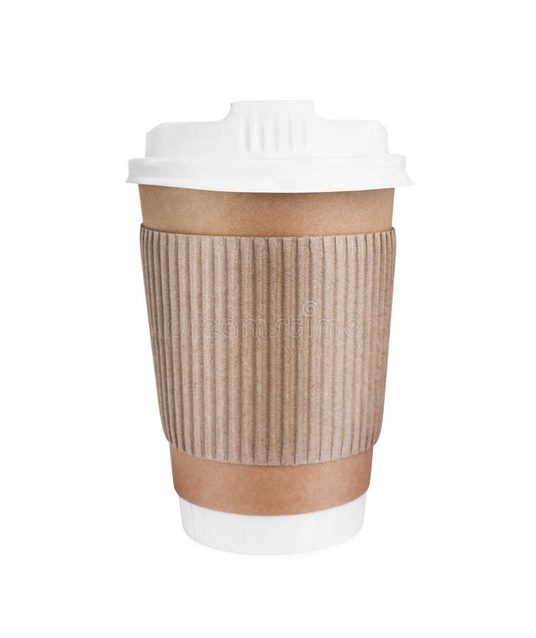 To-go Drink. Paper Coffee Cup on White Background, Top View. Banner ...