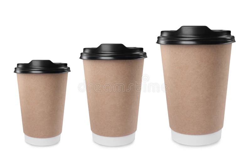 To-go Drink. Set with Three Paper Coffee Cups of Different Sizes ...