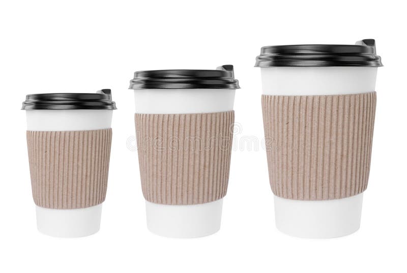 To-go Drink. Set with Three Paper Coffee Cups of Different Sizes ...