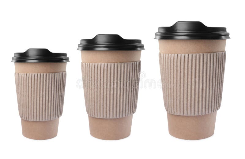 To-go Drink. Set with Three Paper Coffee Cups of Different Sizes ...