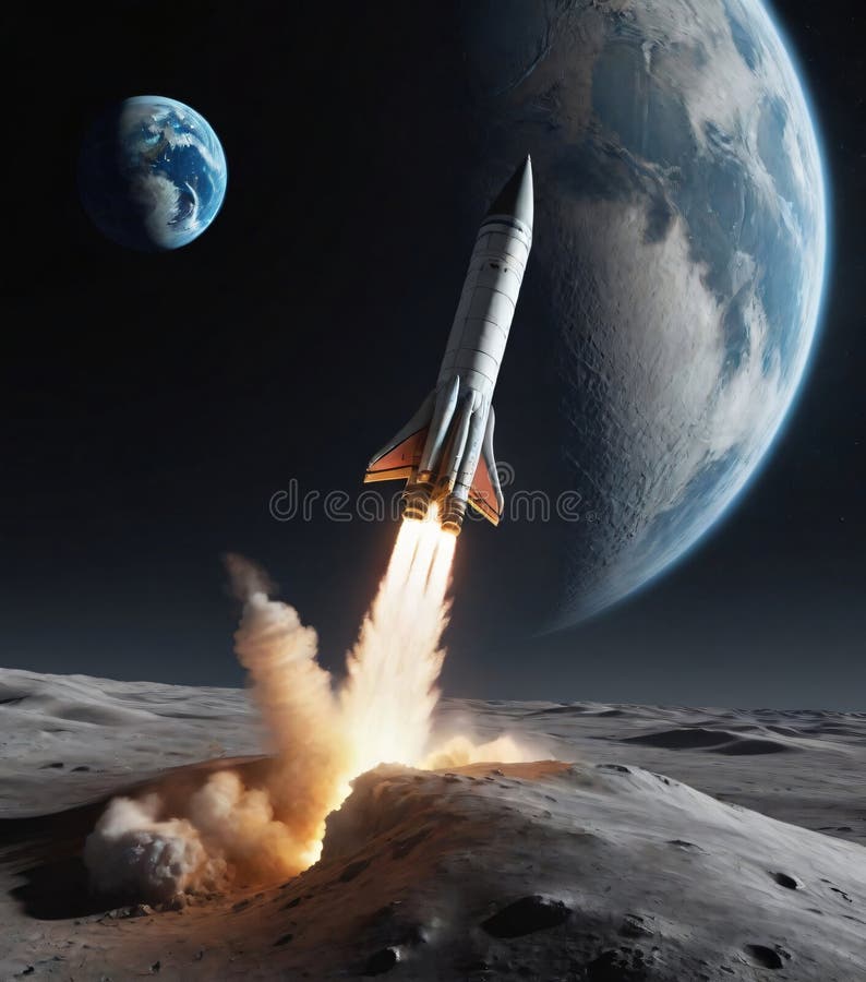 Rocket Taking Off from an Unknown Planet with the Globe in the ...