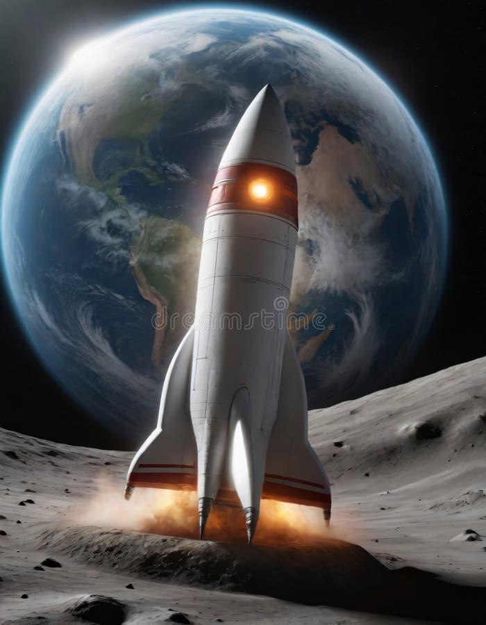Rocket Taking Off from an Unknown Planet with the Globe in the ...