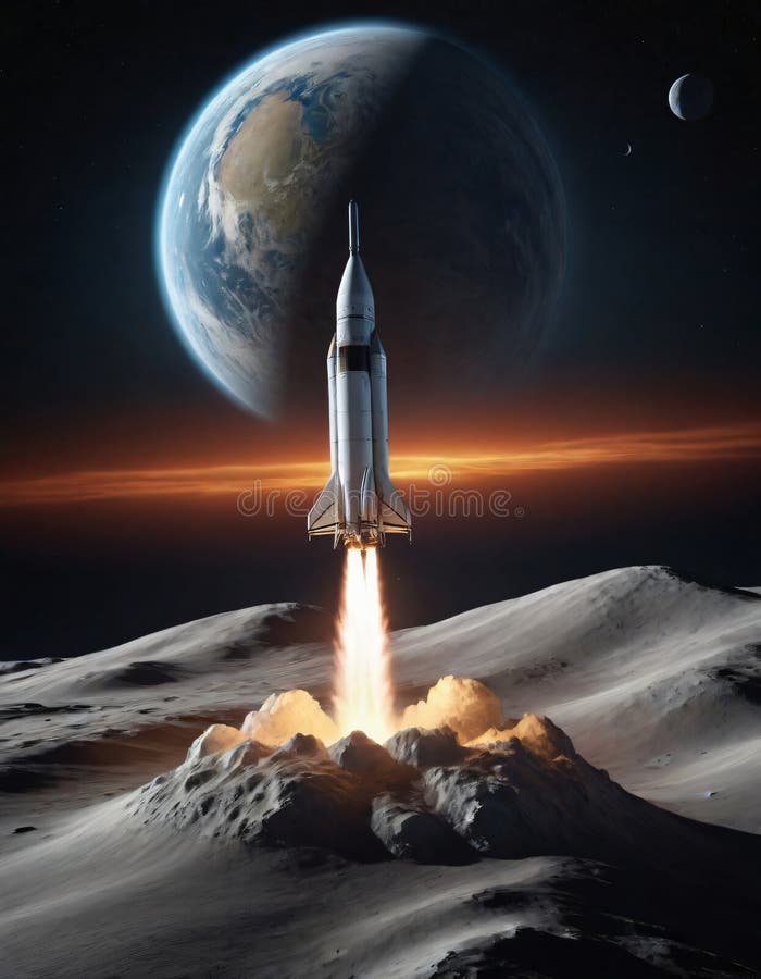 Rocket Taking Off from an Unknown Planet with the Globe in the ...