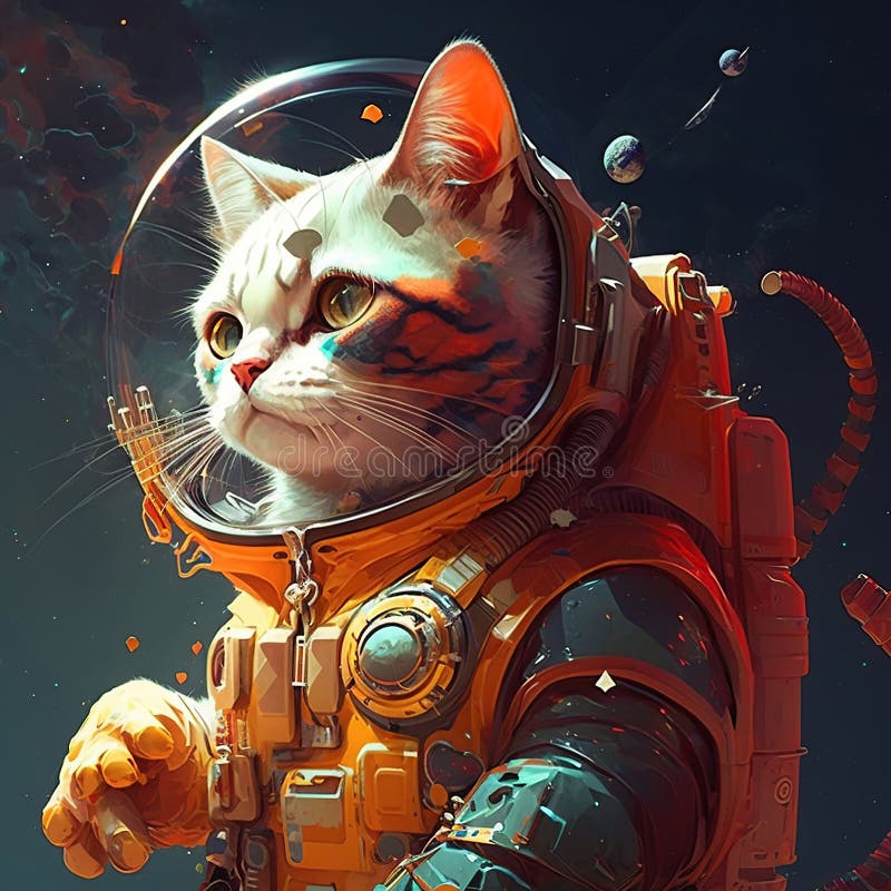 To Infinity and Beyond, Follow the Adventures of Cosmo the Space Cat, Generative Ai Stock ...