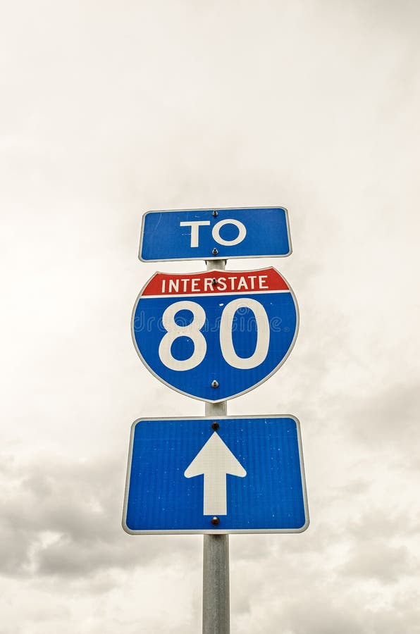 To Interstate 80 Sign stock image. Image of signs, blue - 89422735
