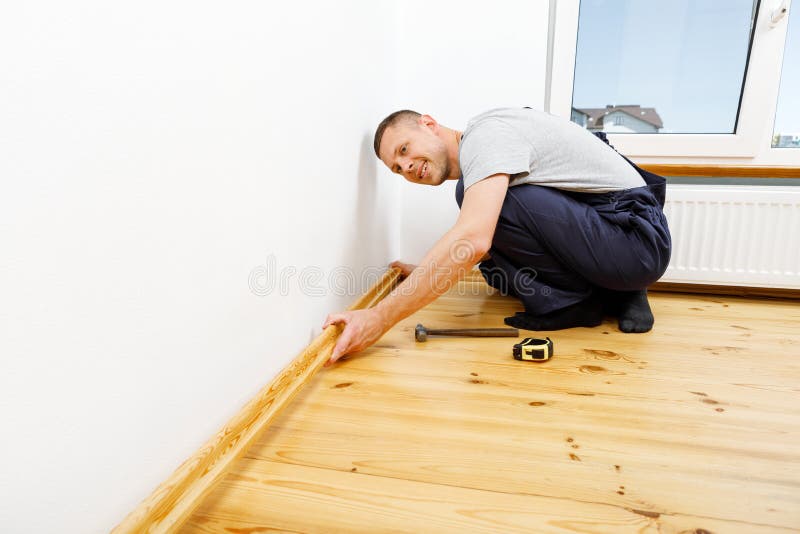 Installing the New Skirting Board after Changing the Parquet Stock ...