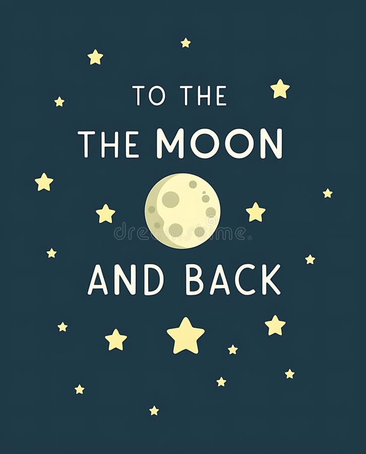 To the Moon and Back Night Sky Stars Moon Stock Illustration ...