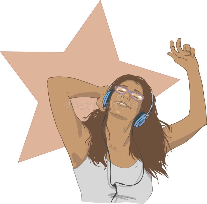 Girl Listening To Music Drawing Stock Illustrations – 593 Girl ...