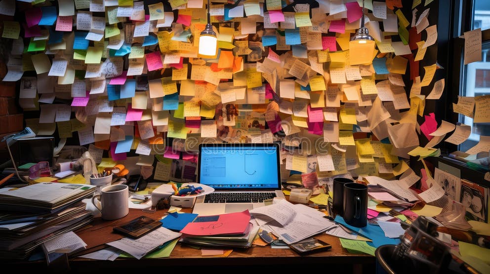 To notes on desk stock illustration. Illustration of strategy - 370462462