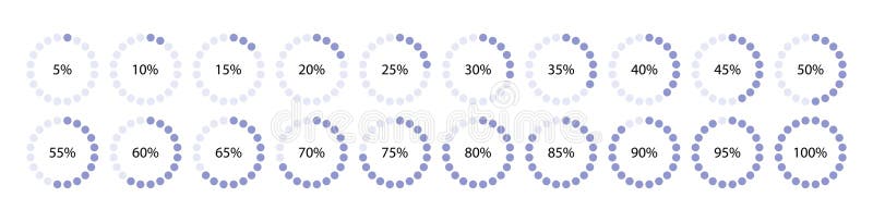 5 To 100 Percent Dotted Circle Structure Graph. Ring Section Template ...