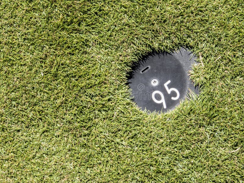 Golf Course 95 Yards To the Pin Mark Stock Image - Image of green ...