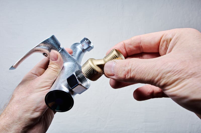 Eccentric Reducer is Connected To Single Lever Ball Mixer Tap. Stock ...