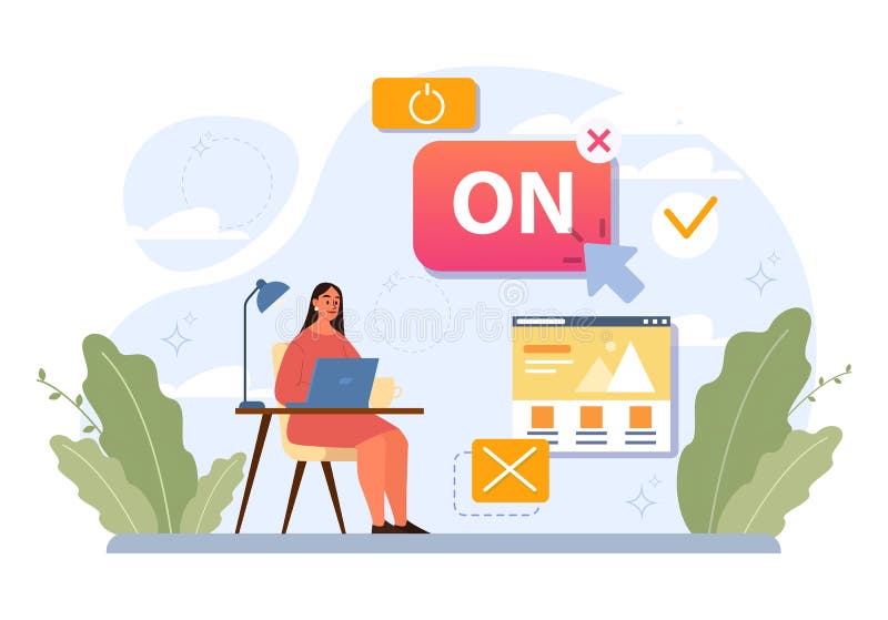 To Turn on Concept. Character Presses the Switch Button or Pull a Lever ...