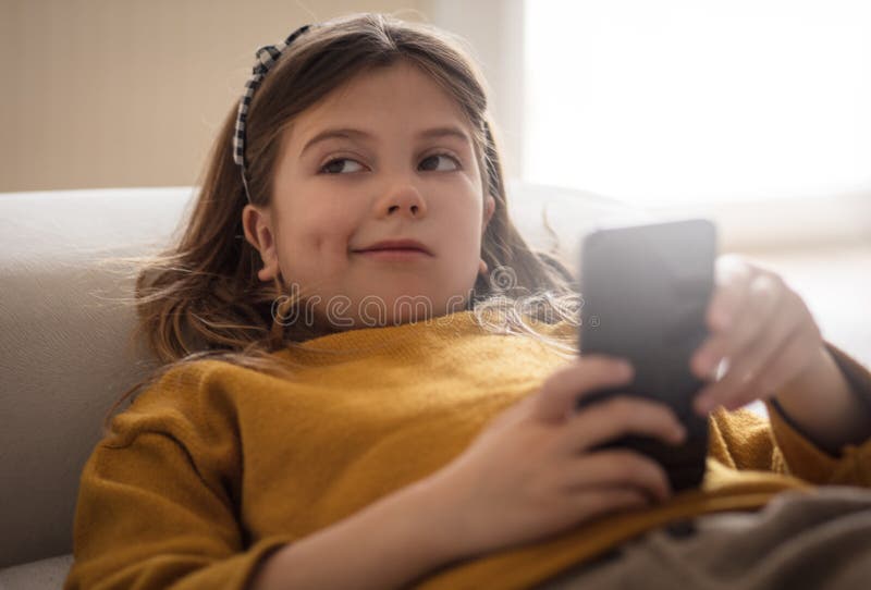 To Which Friend Could she Send a Message Stock Photo - Image of little ...