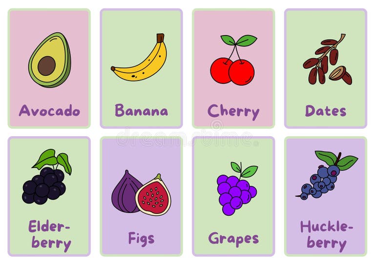 Fruit Flashcards Stock Illustrations – 150 Fruit Flashcards Stock ...